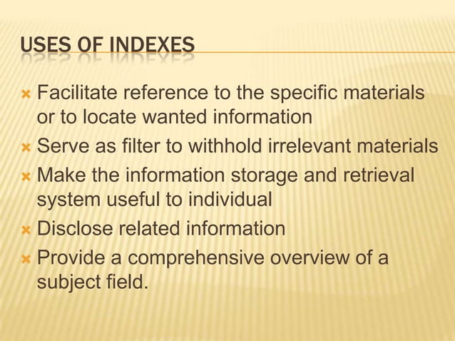 Introduction to indexing (presentation1) | PPTX