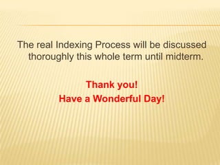 Introduction to indexing (presentation1) | PPTX