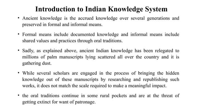 Introduction to Indian Knowledge System.pptx | Education