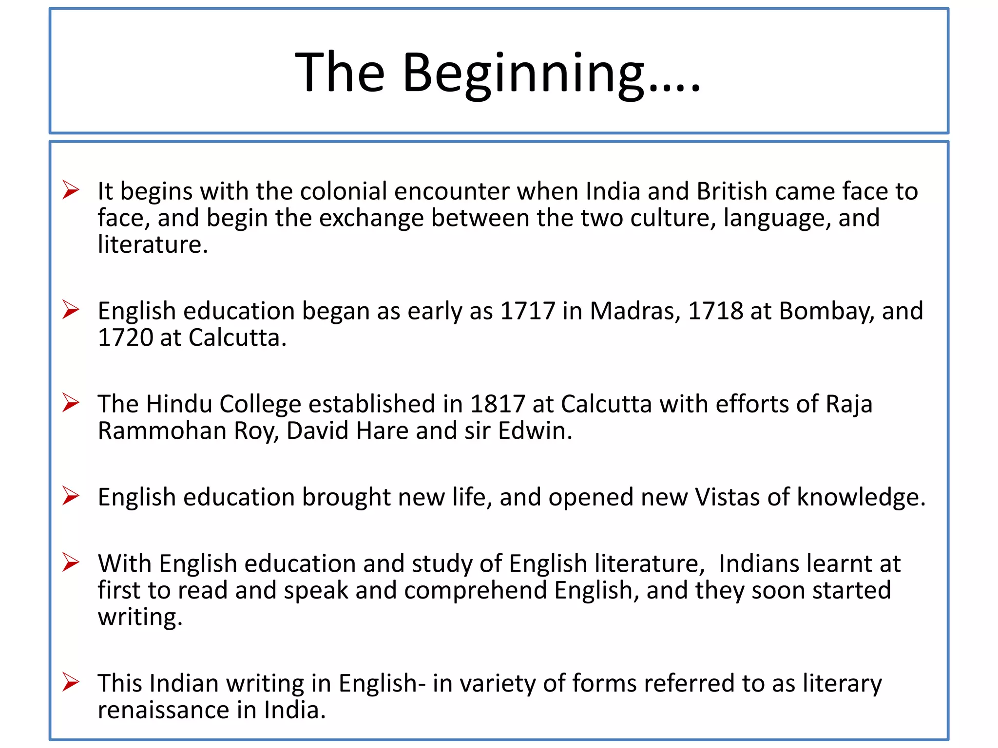 Introduction to indian writing in english pre-independence | PPTX