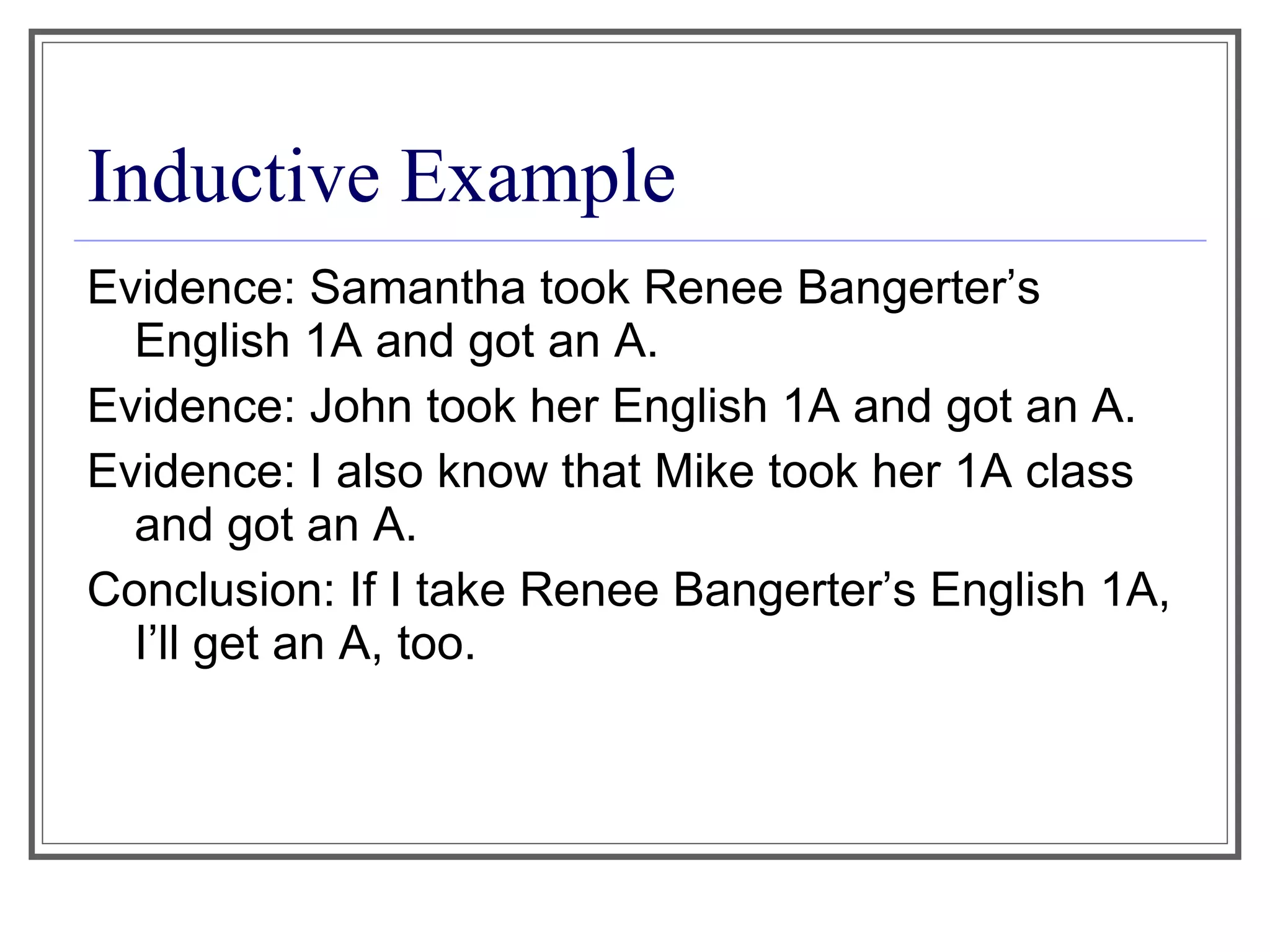 Introduction To Inductive And Deductive Reasoning Ppt