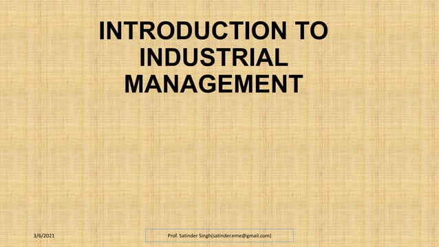 Introduction to industrial management | PDF | Mechanical and Industrial ...