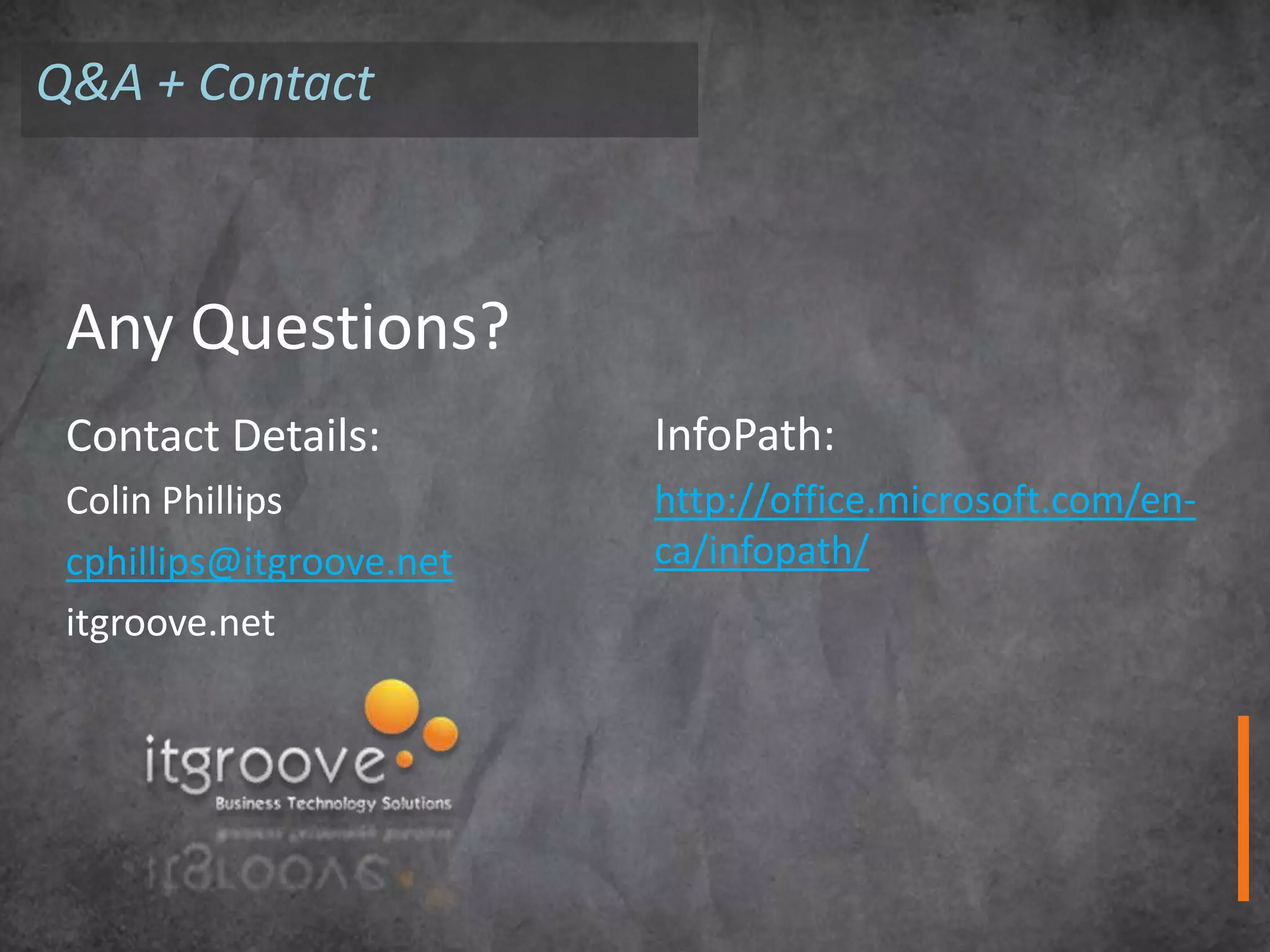 Introduction to InfoPath 2010 | PPT