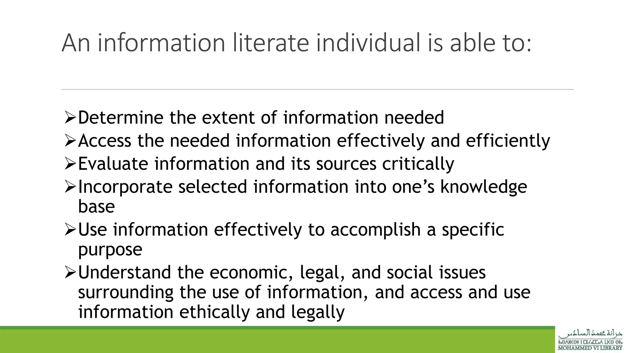 Introduction to information literacy (IL) | PPTX