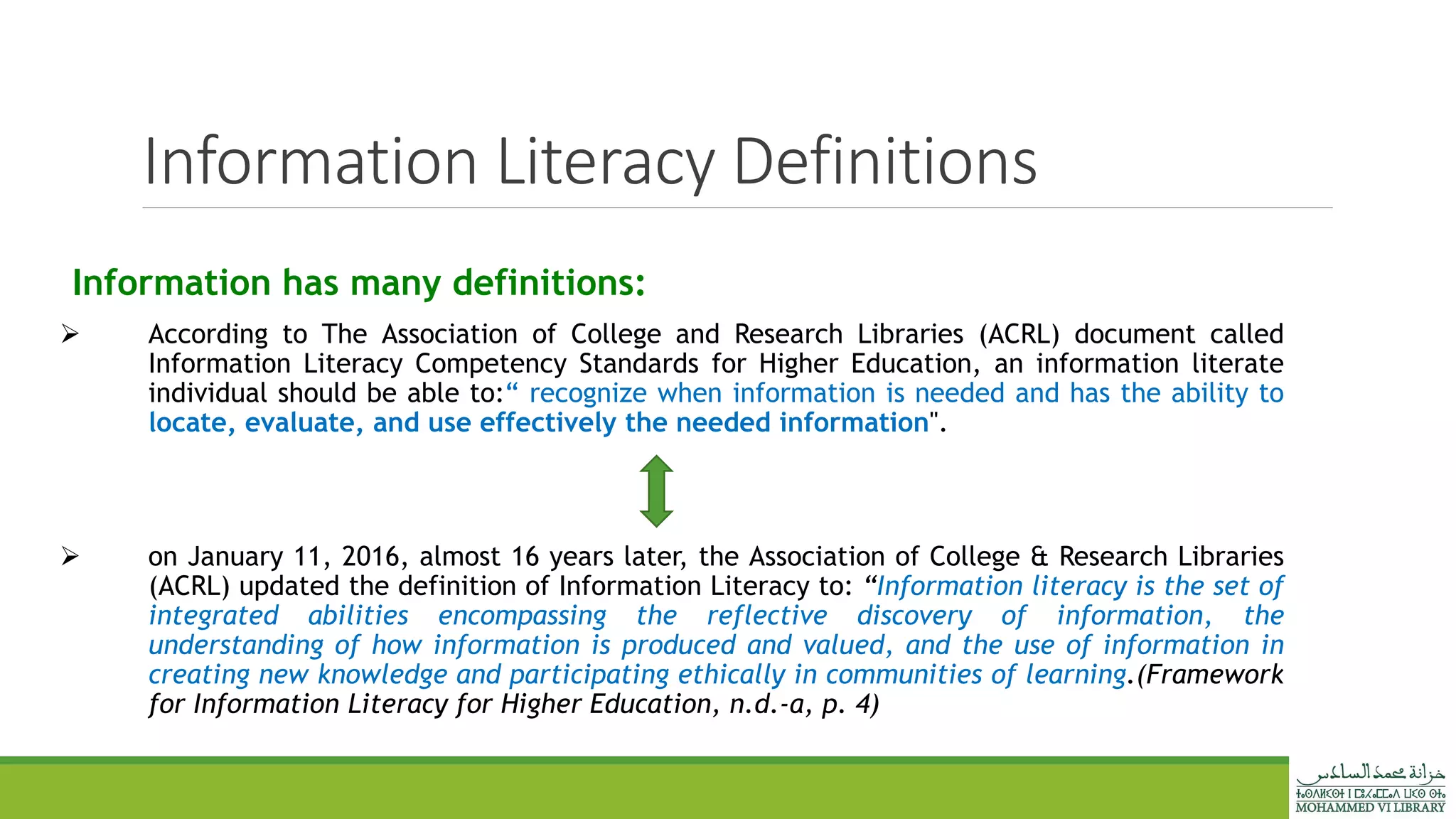 Introduction to information literacy (IL) | PPTX