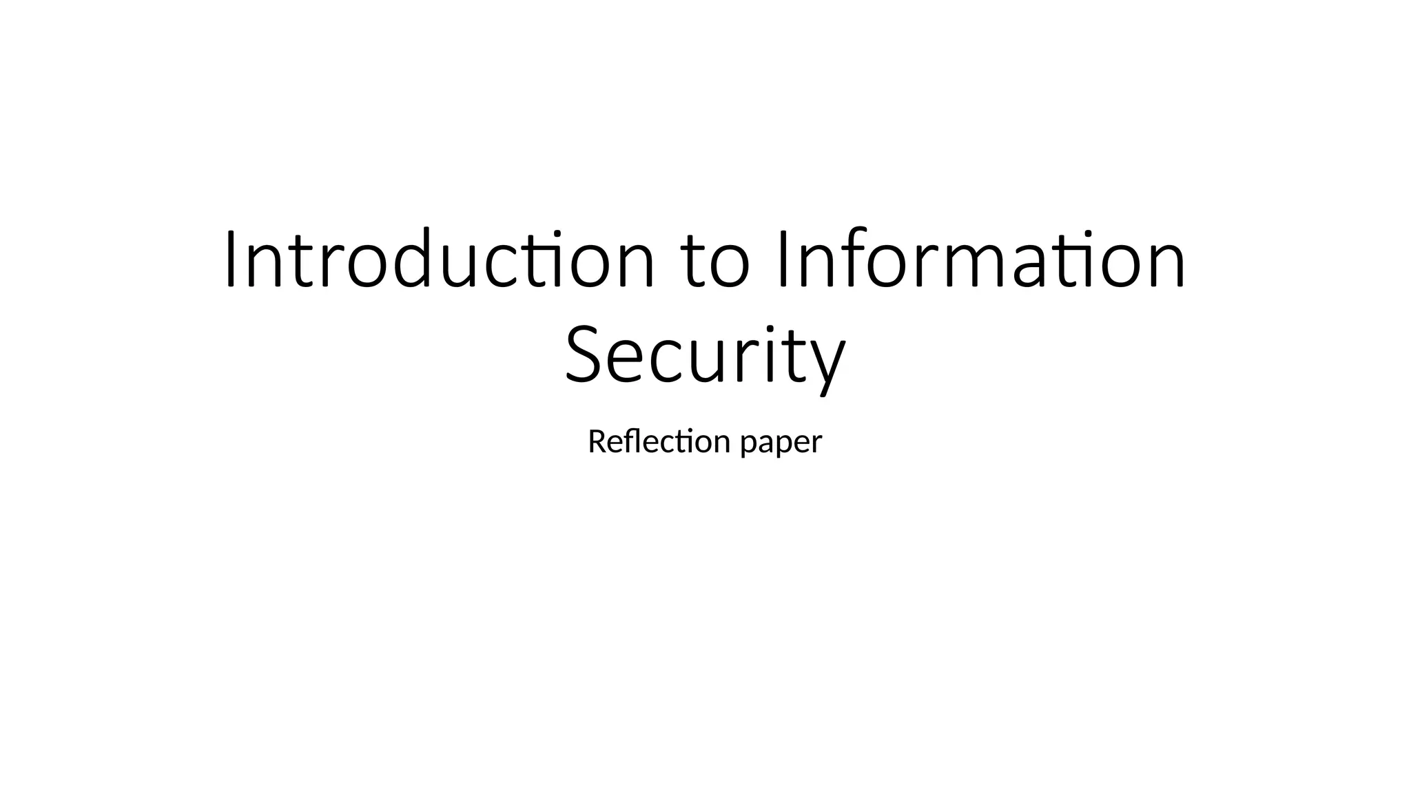 Introduction to Information Security in IT WOld | PPT
