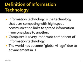 Introduction to information technology lecture 1 | PPT