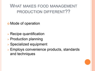 Introduction to institutional food management | PPTX