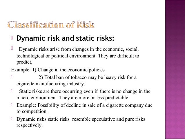 Classification of risks and Insurance