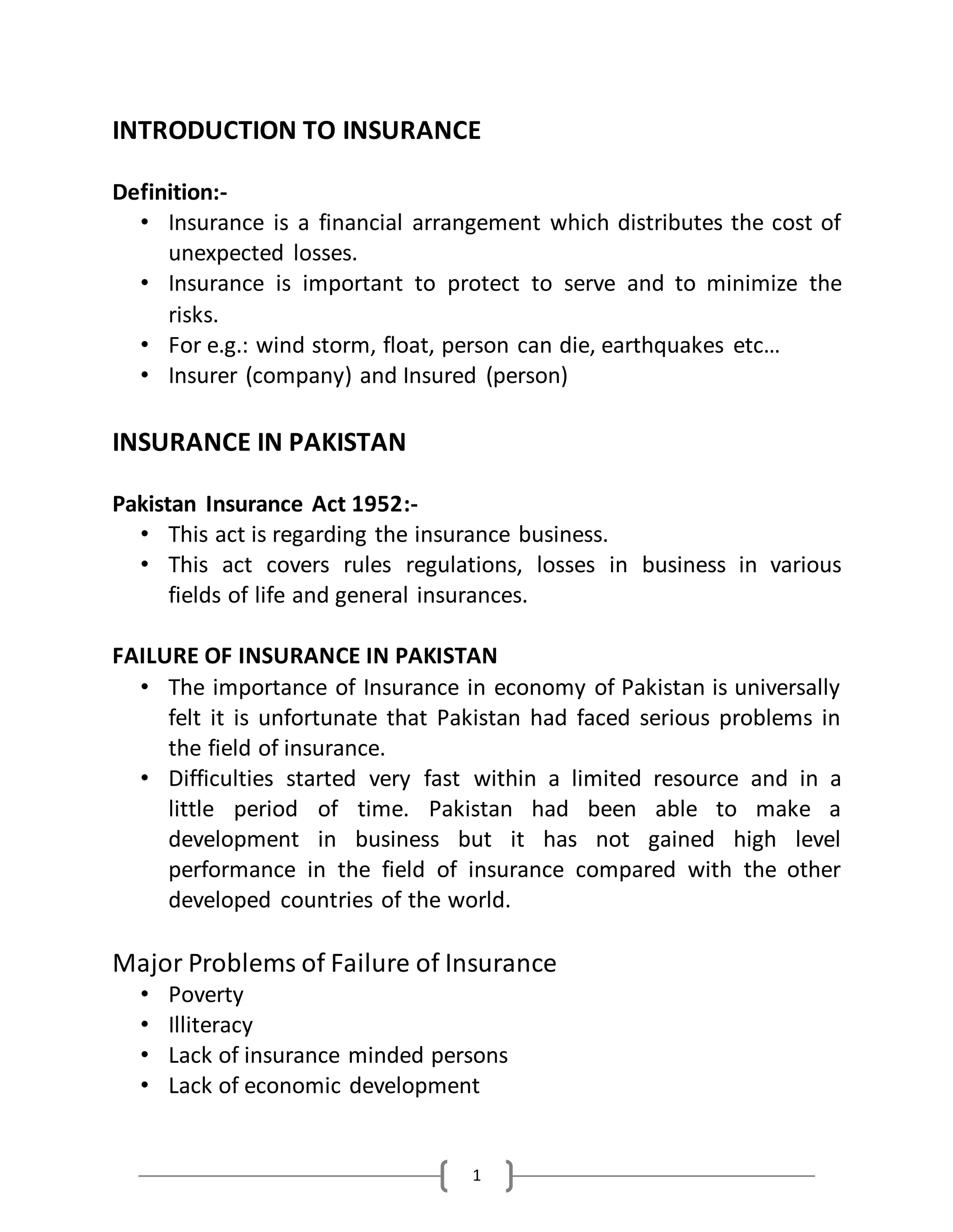 Introduction to insurance | DOCX