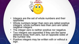 Introduction to integers | PPT