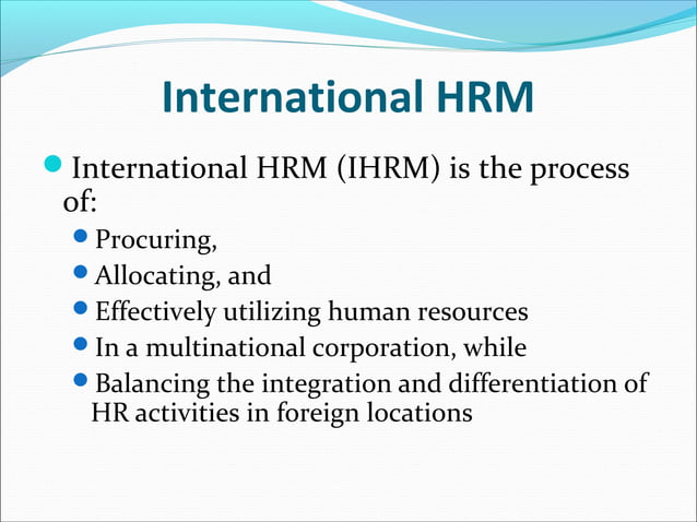 Introduction to international HRM | PPT