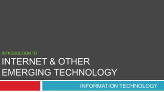 Introduction to internet | PPTX