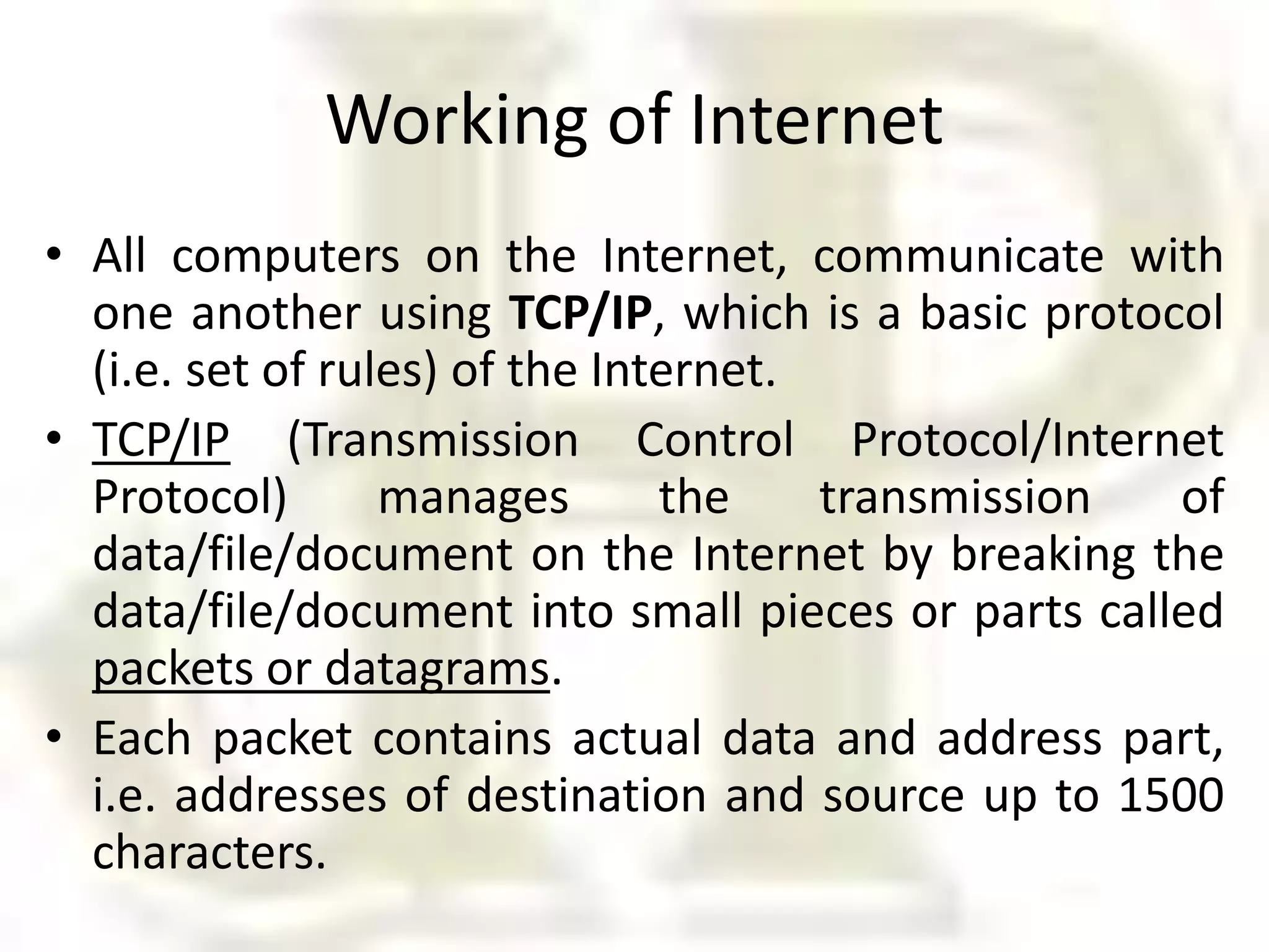 Introduction to internet | PPTX | Internet for Beginners | Internet