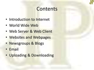 Introduction to internet | PPTX | Internet for Beginners | Internet