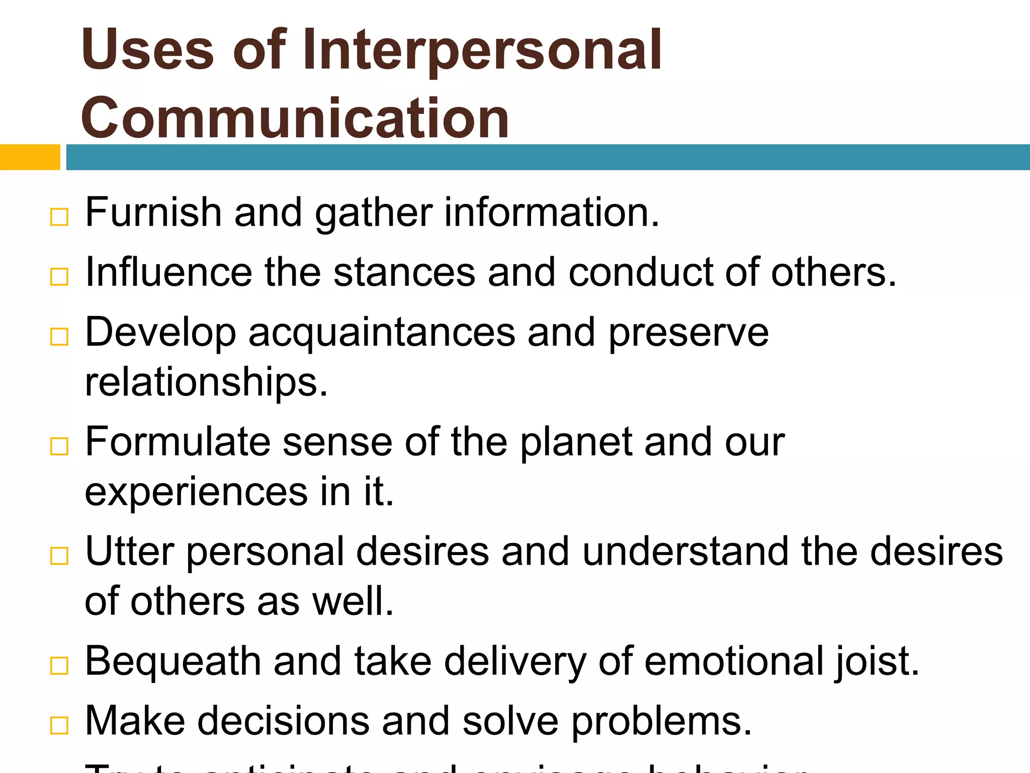 Introduction to interpersonal communication | PPT