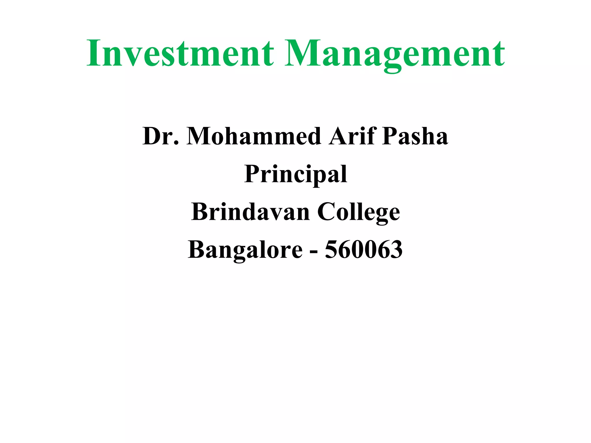 Introduction to investment | PPT