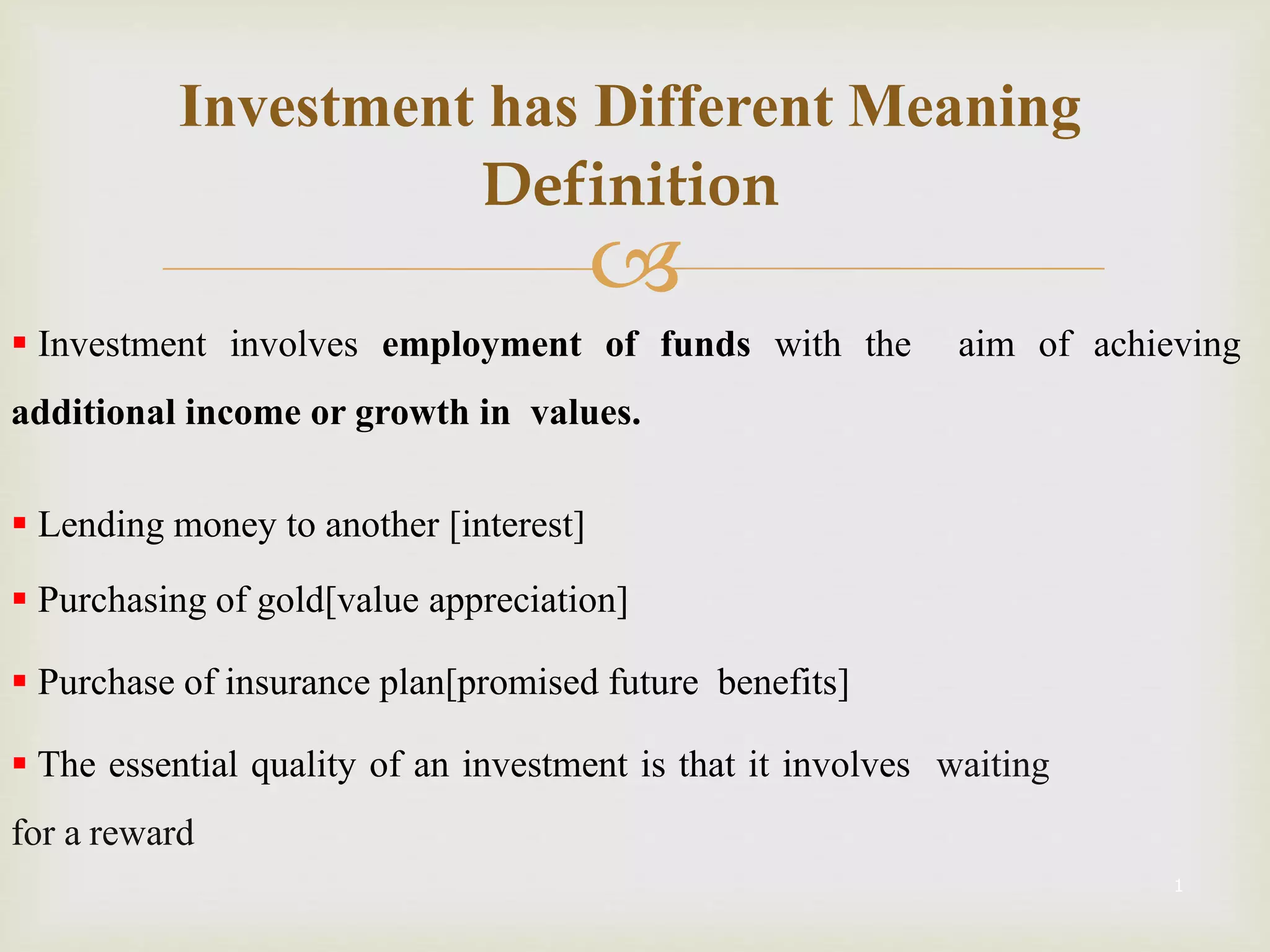 Introduction to investment | PPTX