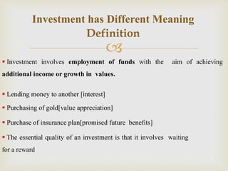 Introduction to investment | PPTX