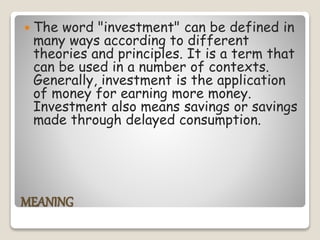 Introduction to investment management | PPTX