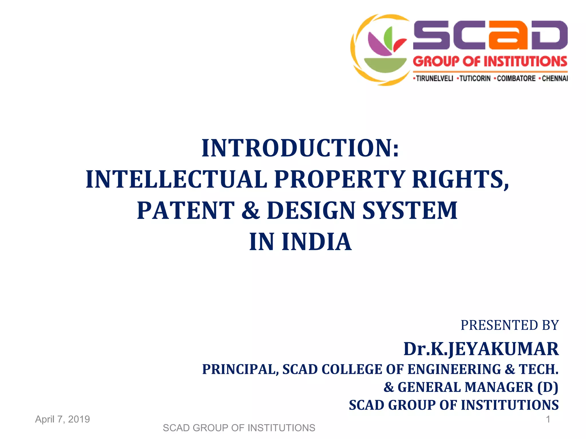 Introduction to IPR, Patent and Design | PPT
