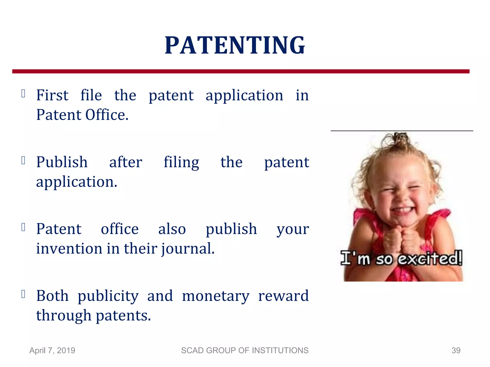 Introduction to IPR, Patent and Design | PPT