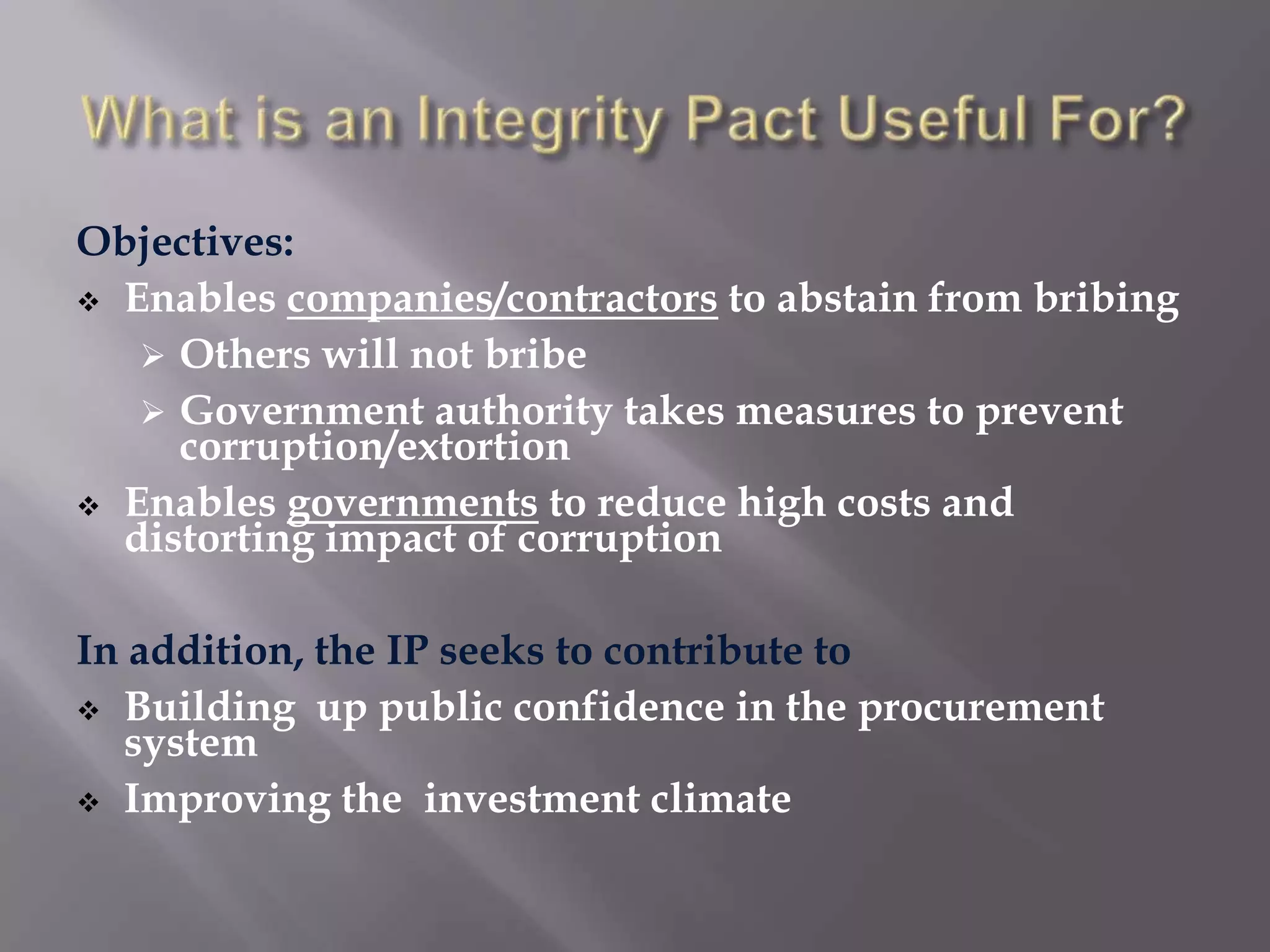 Introduction to Integrity Pacts - A Tool for Countering Corruption in ...
