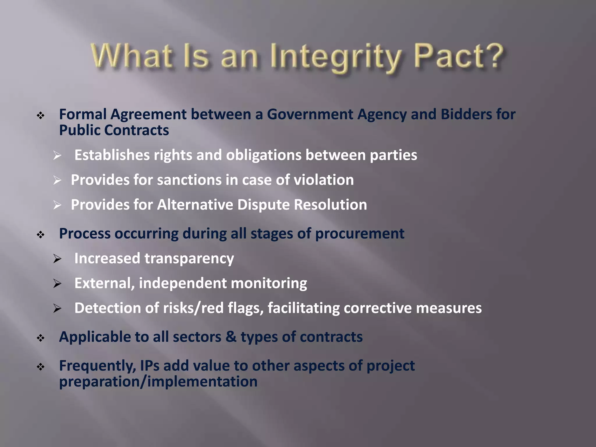Introduction to Integrity Pacts - A Tool for Countering Corruption in ...