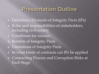 Introduction to Integrity Pacts - A Tool for Countering Corruption in ...