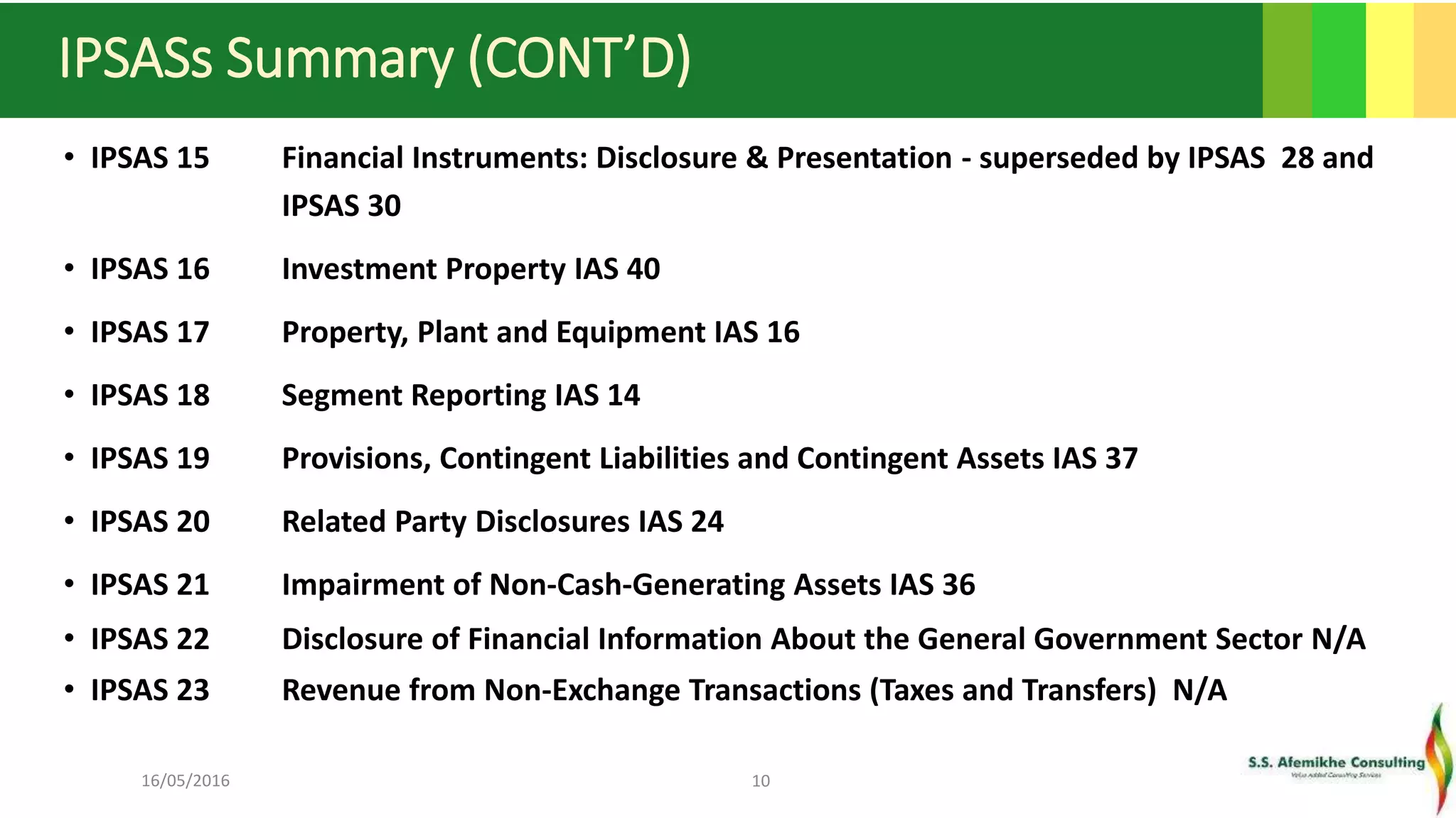 Introduction to IPSAS and conceptual framework | PPTX