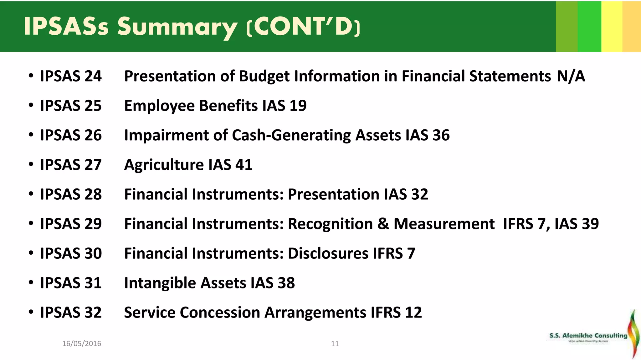 Introduction to IPSAS and conceptual framework | PPTX