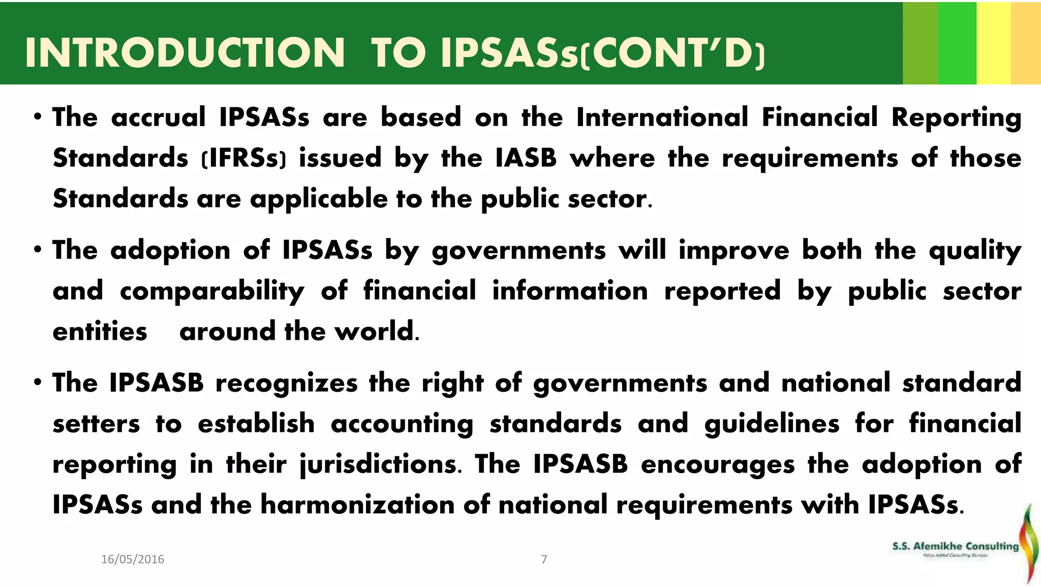 Introduction to IPSAS and conceptual framework | PPTX