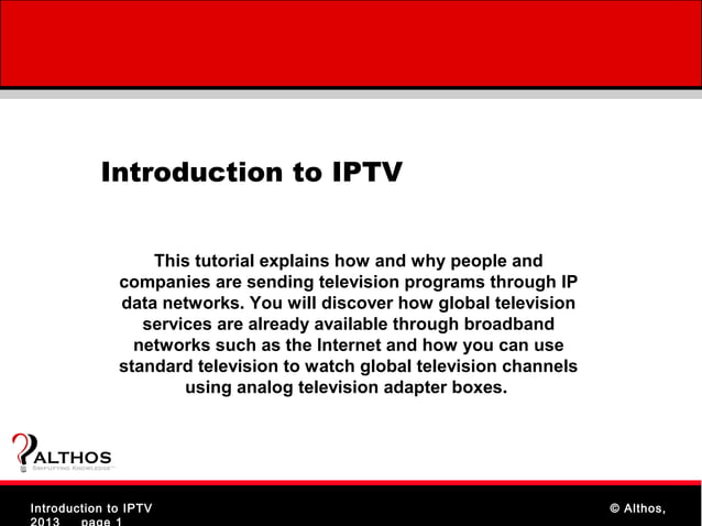 Introduction to IPTV | PPT | Computer Networking | Computing
