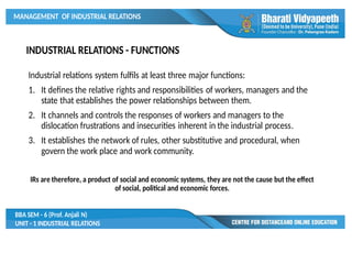Introduction to Industrial Relation- Management of Industrial relation ...