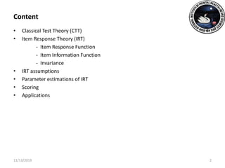 Introduction to unidimensional item response model | PPTX