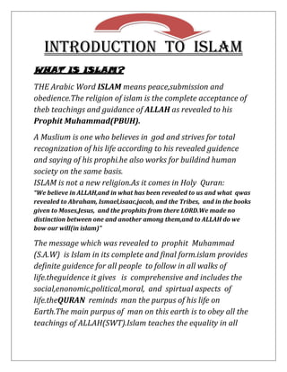 Introduction to islam assignment for students ms word | DOCX