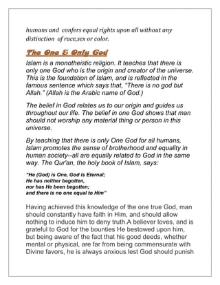 Introduction to islam assignment for students ms word | DOCX