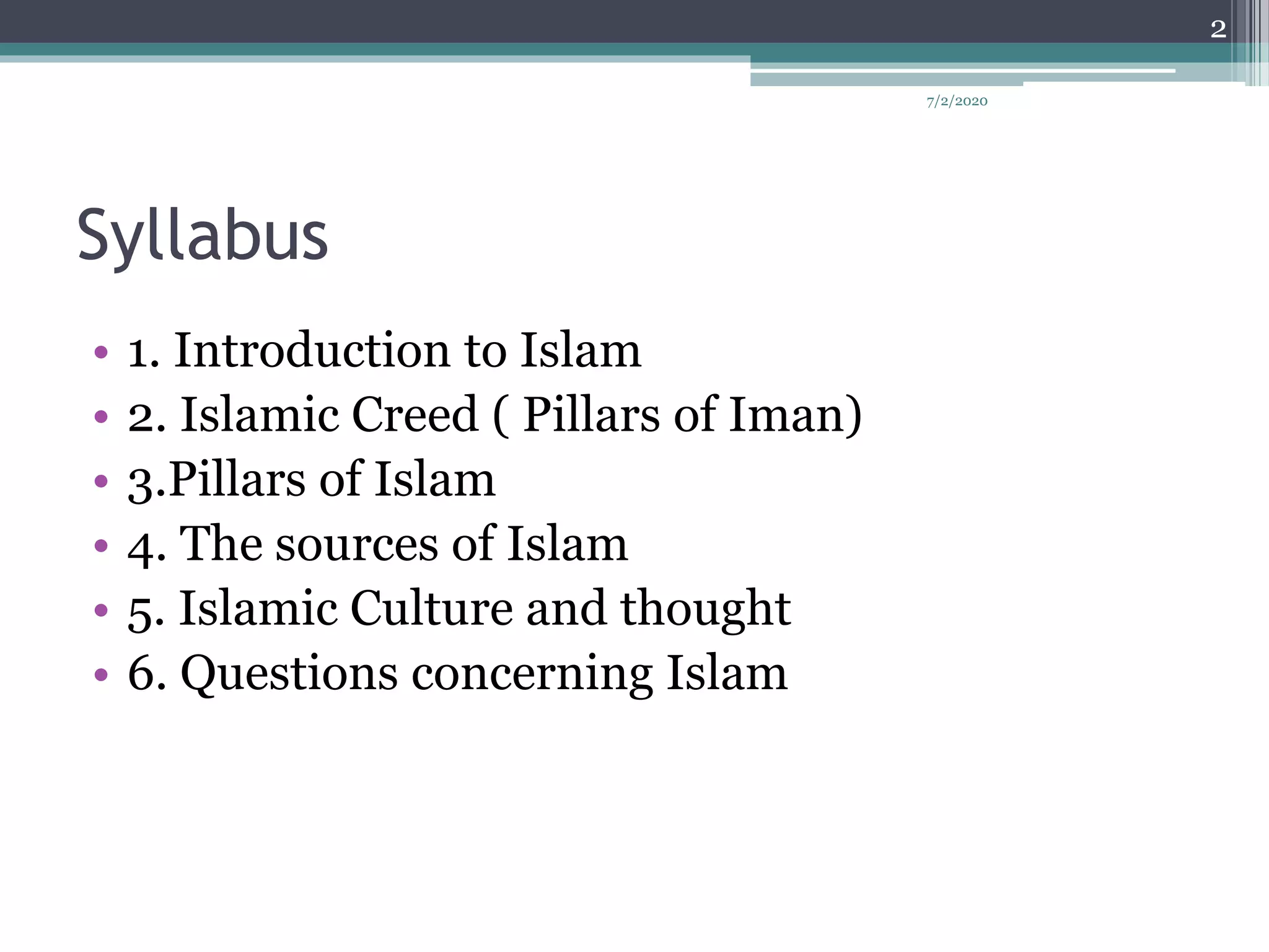 Introduction to Islam and pillars of Iman | PPTX