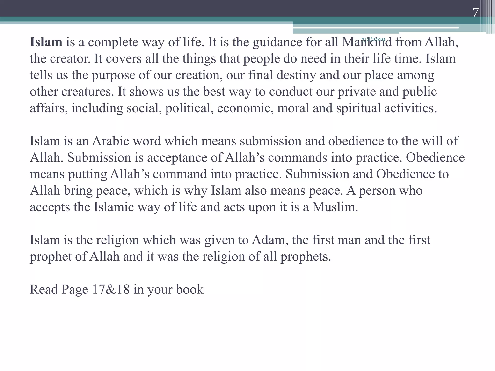 Introduction to Islam and pillars of Iman | PPTX