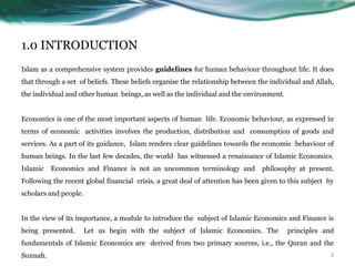 Introduction to Islamic Economics and Finance | PPTX