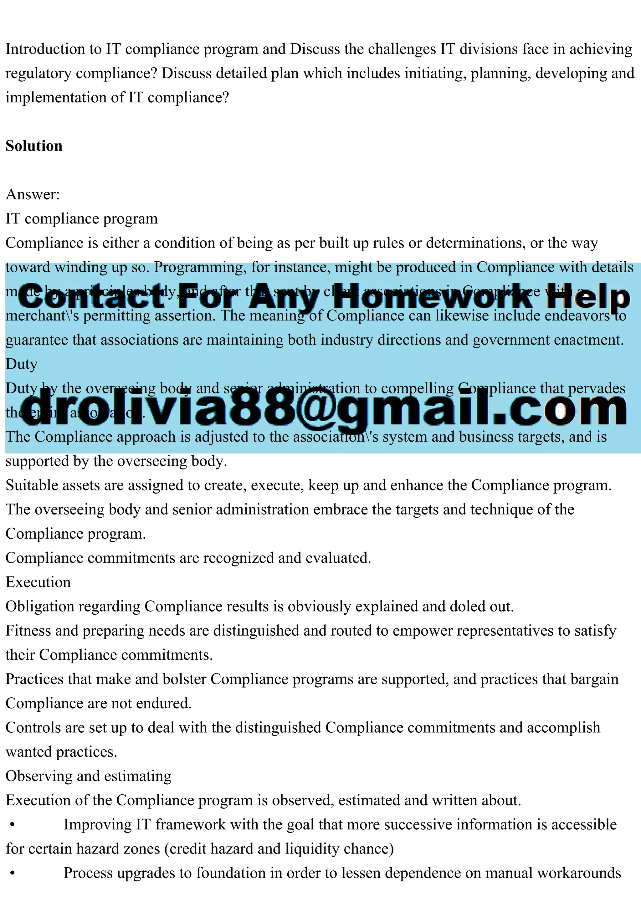 Introduction to IT compliance program and Discuss the challenges IT .pdf