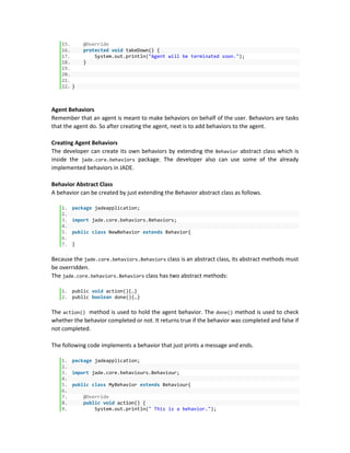 Introduction to JADE (Java Agent DEvelopment) Framework | PDF
