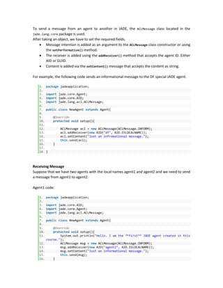 Introduction to JADE (Java Agent DEvelopment) Framework | PDF