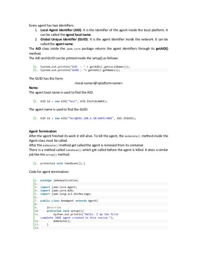 Introduction to JADE (Java Agent DEvelopment) Framework