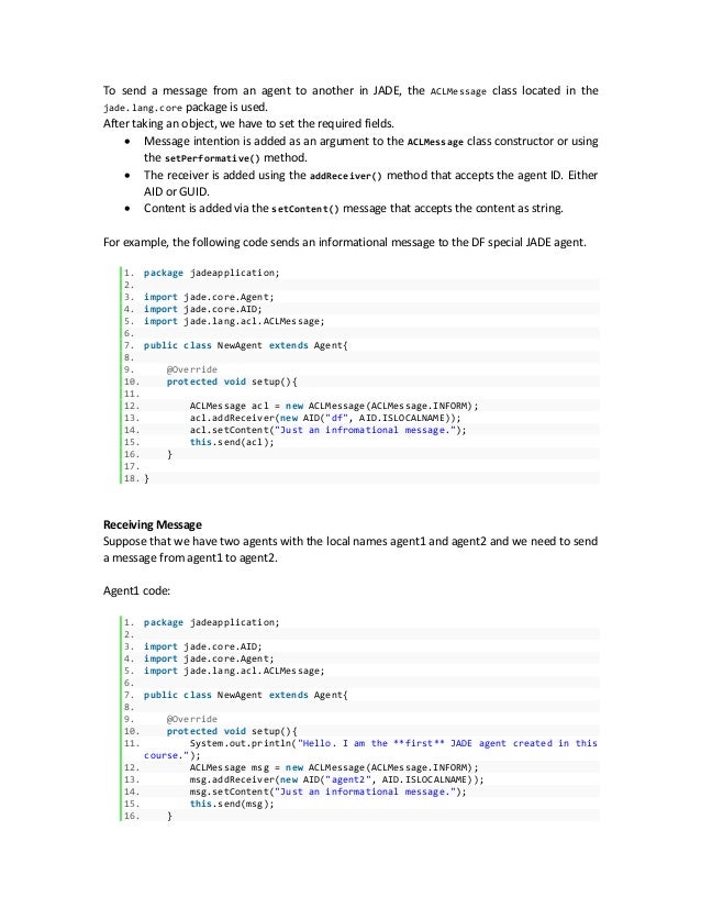 Introduction to JADE (Java Agent DEvelopment) Framework
