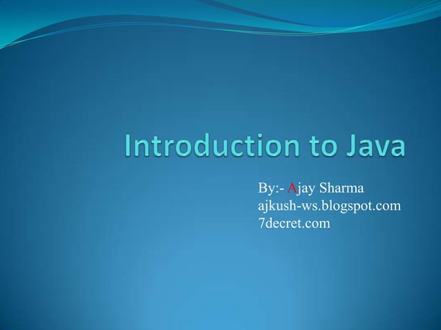 Introduction to java | PPSX