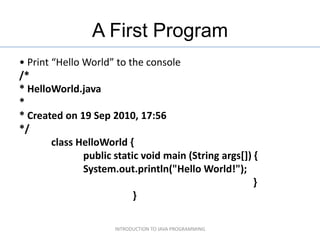Introduction to java | PPT
