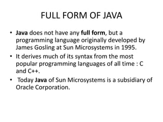 Introduction to java | PPT