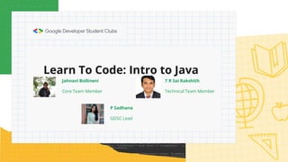 Learn To Code: Introduction to java | PPTX