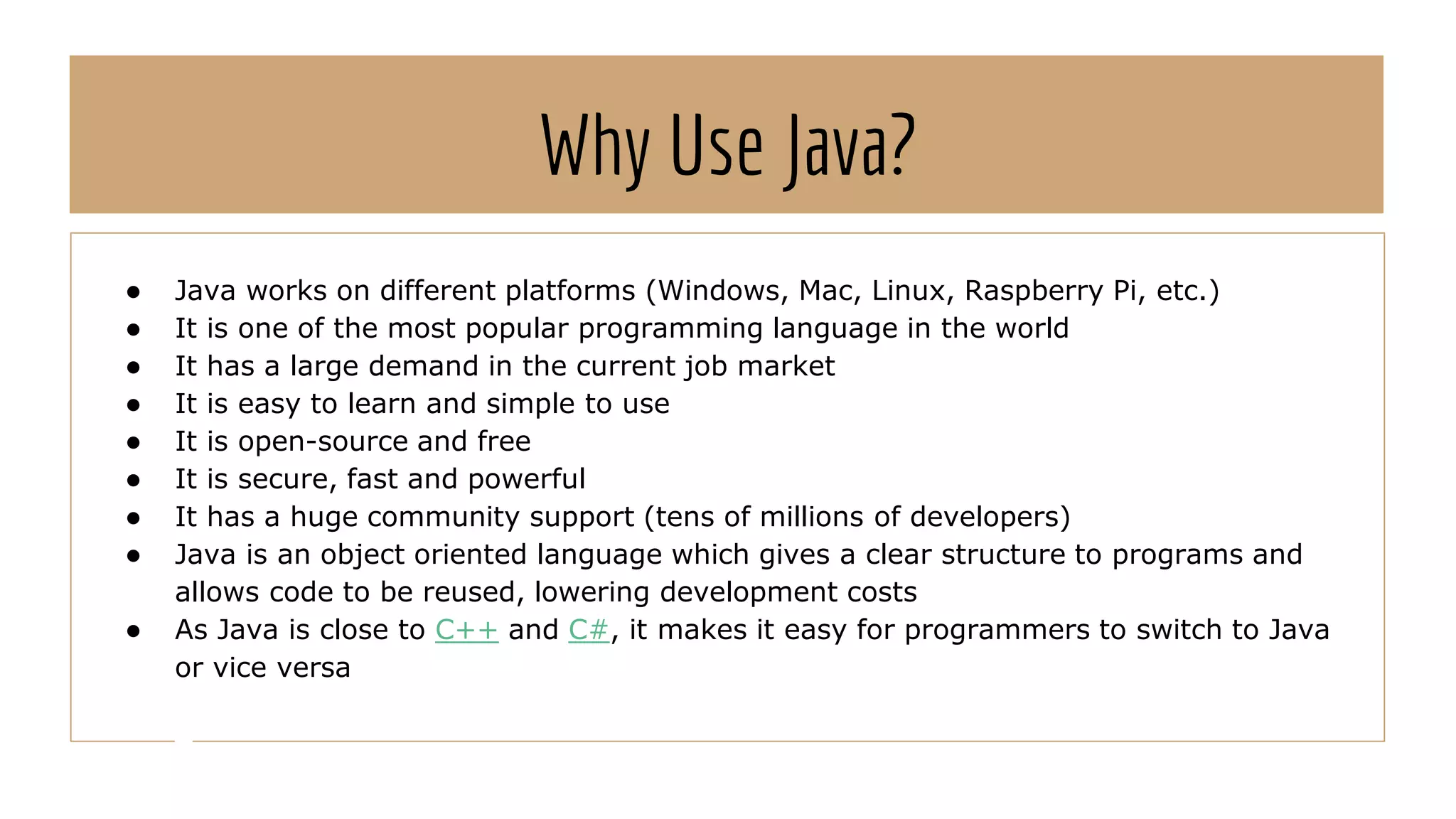 Introduction to Java.pptx | Programming Languages | Computing